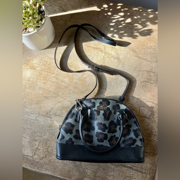 Coach | Bags | Coach Mini Cora Domed Satchel Crossbody Ocelot Print ...